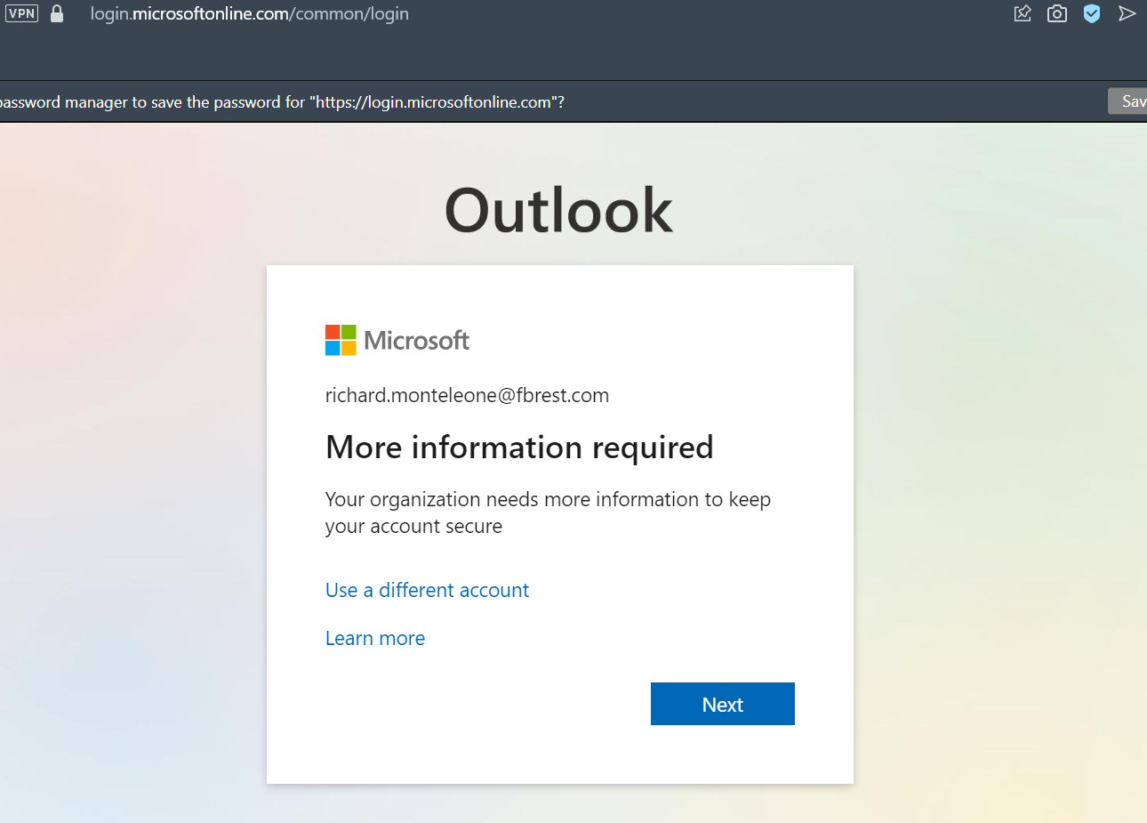 First Time Microsoft Authentication Setup – Front Burner
