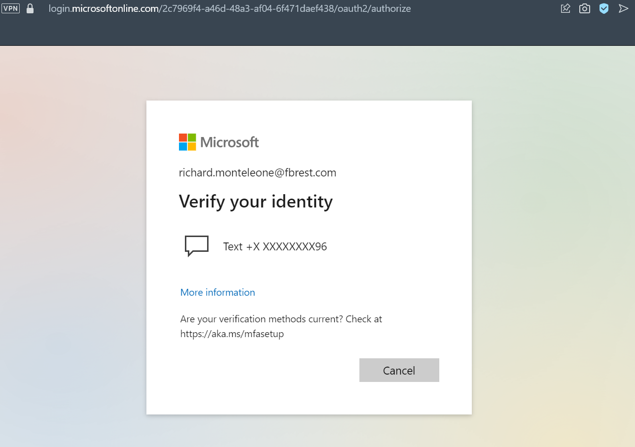 First Time Microsoft Authentication Setup – Front Burner