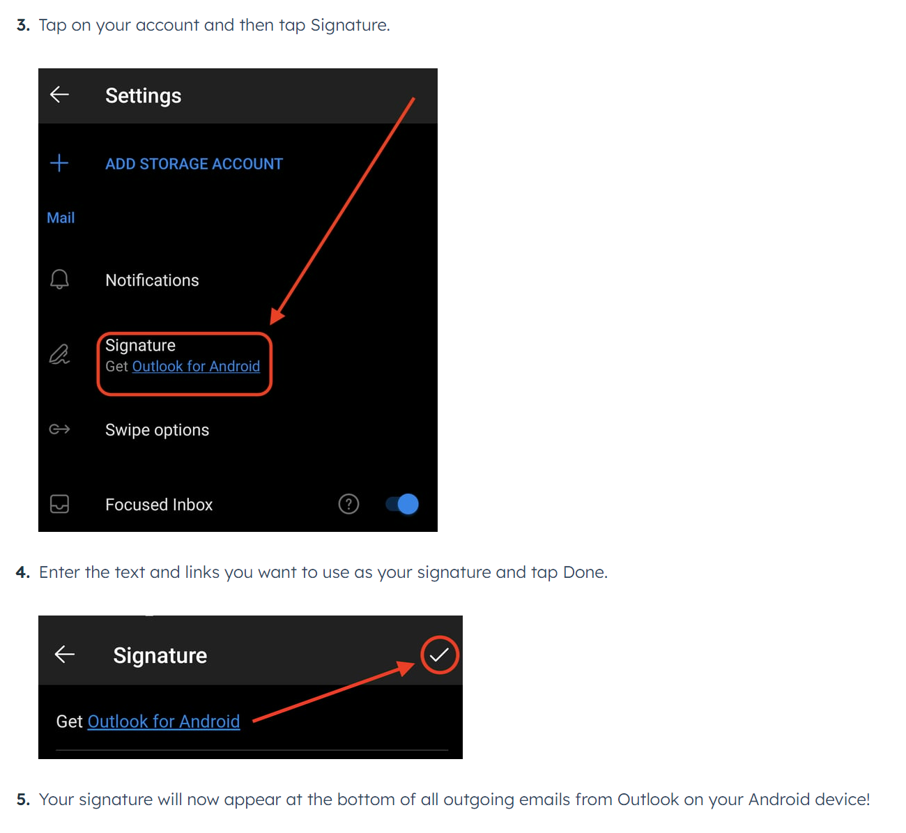 Add Email Signature Using Outlook App (Android) – Front Burner